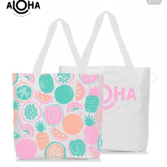 ALOHA Collection | Bags | Aloha Collection Luau Punch Reversible Tote In Neonwhite Rsv Tote Nwt ...
